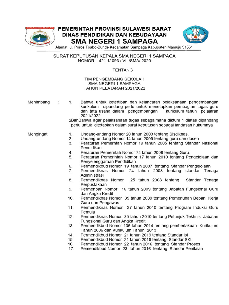SK TPK Tahun 2020 | PDF
