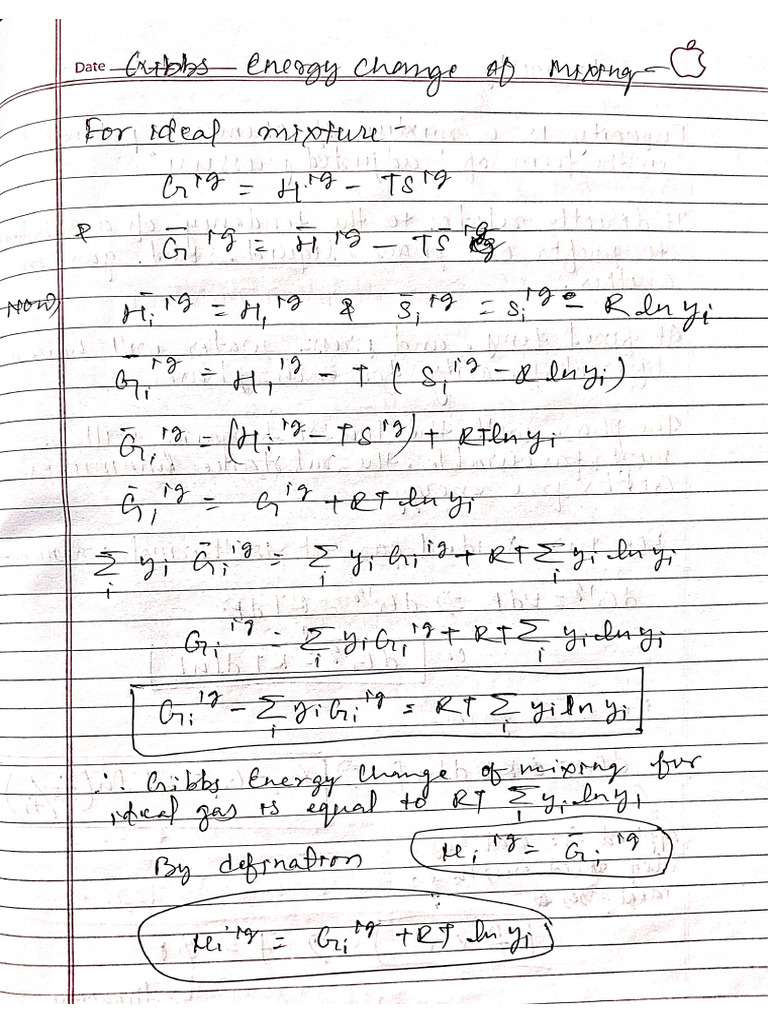 Gibbs Energy Change in Mixing | PDF