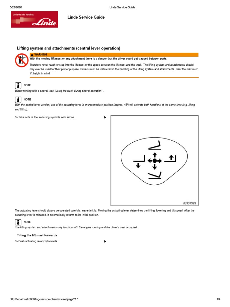 Linde Lift System Operation Guide | PDF | Elevator | Truck