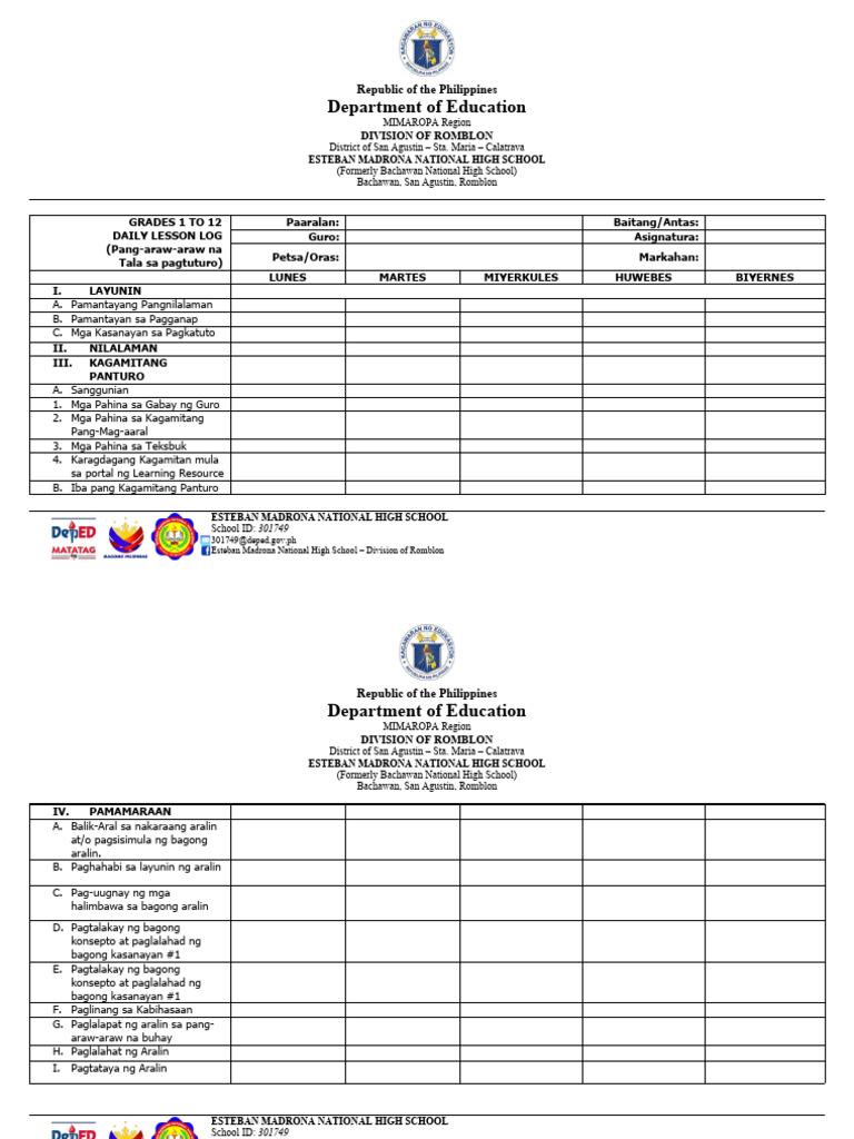 DLL Format (Filipino) | PDF