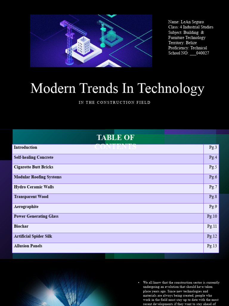 Modern Trends in Technology | PDF | Concrete | Secondary Sector Of The ...