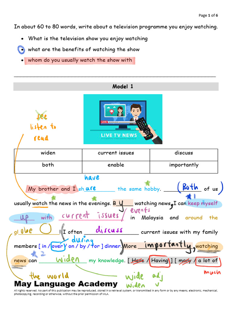 My Favourite Television Programme - Answer | PDF | Cognition | Human ...