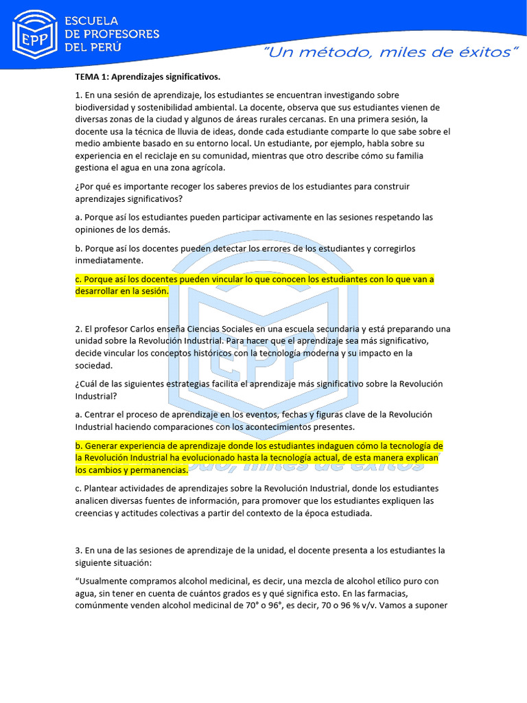 Solucionario Conoc Pedag Módulo Abril Tema 7 | PDF | Maestros | Aprendizaje