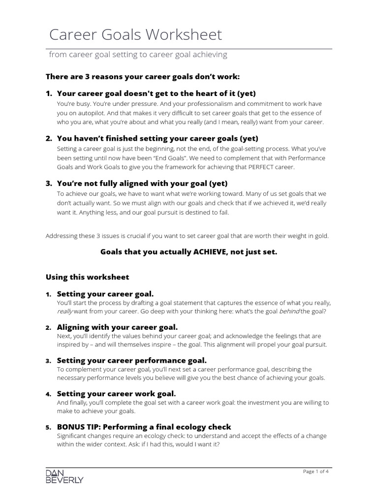 Career Goals DBeverlyCoaching | PDF | Goal | Goal Setting