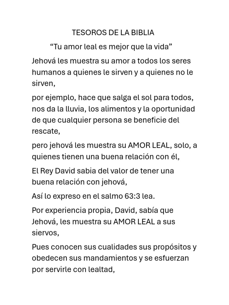 El Amor Leal de Jehová: Valor y Reflexión | PDF | Amor | David