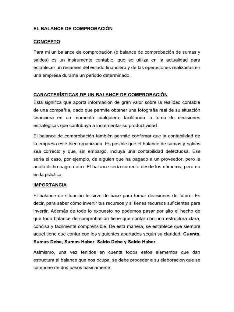 El Balance de Comprobación | PDF
