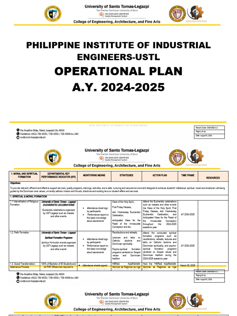 Piie Operation Plan Final Ay 2024 2025 | PDF | Performance Indicator ...