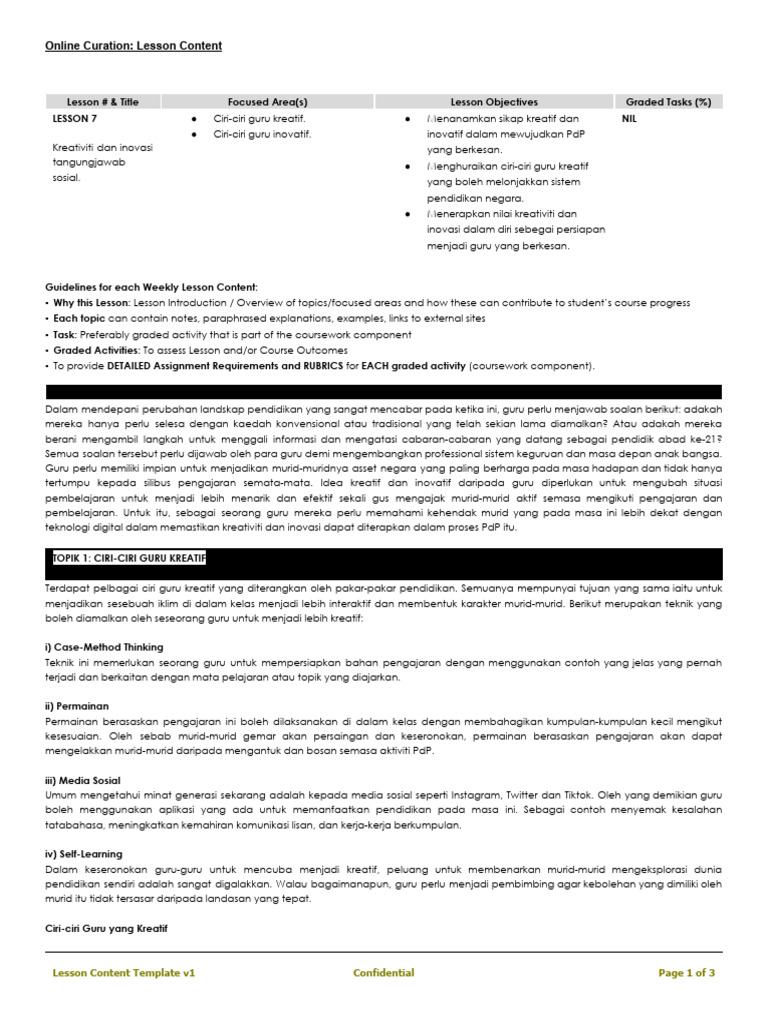 Course Content Template - Lesson 7 | PDF