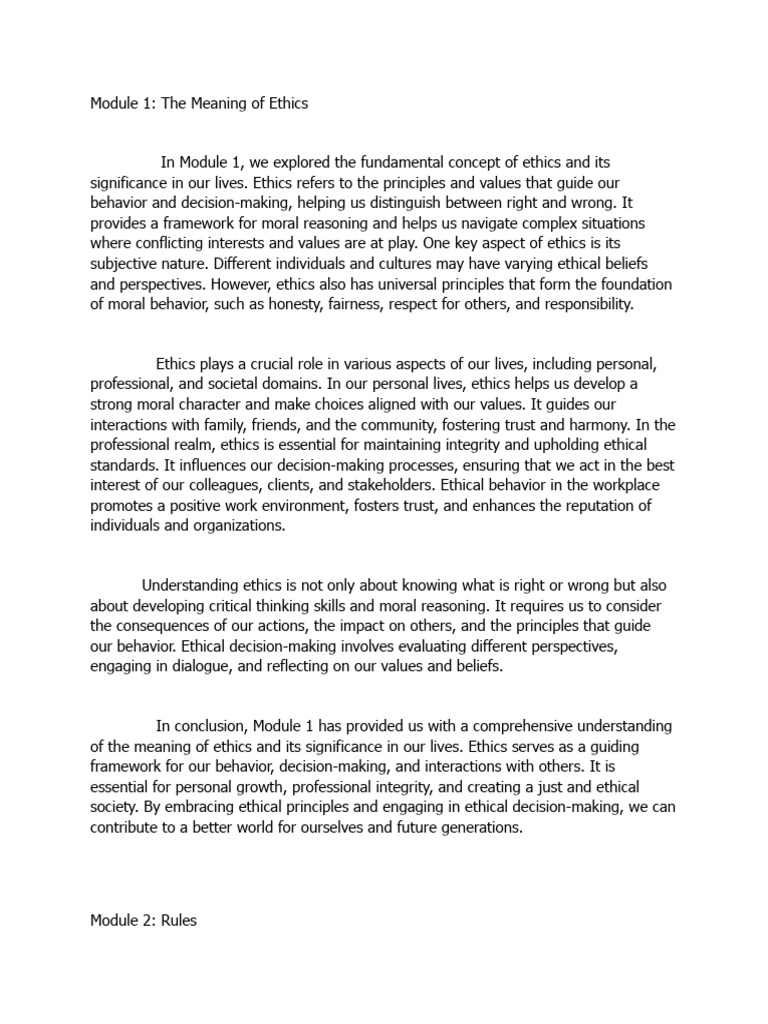 ETHICS | PDF | Morality | Intention