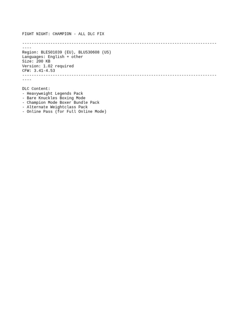 Fight Night Champion Dlc Fix Guide Pdf Computers