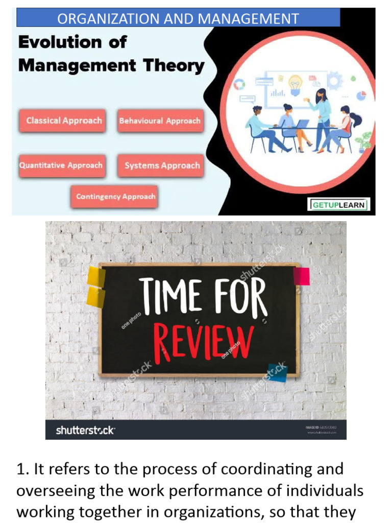 Organization and Management - Evolution of Management Theories | PDF ...
