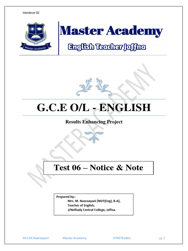 O - L English - Note Notice Writing | PDF