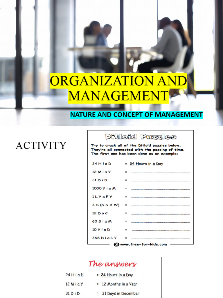 ORGANIZATION AND MANAGEMENT - Nature and Concept of Management | PDF