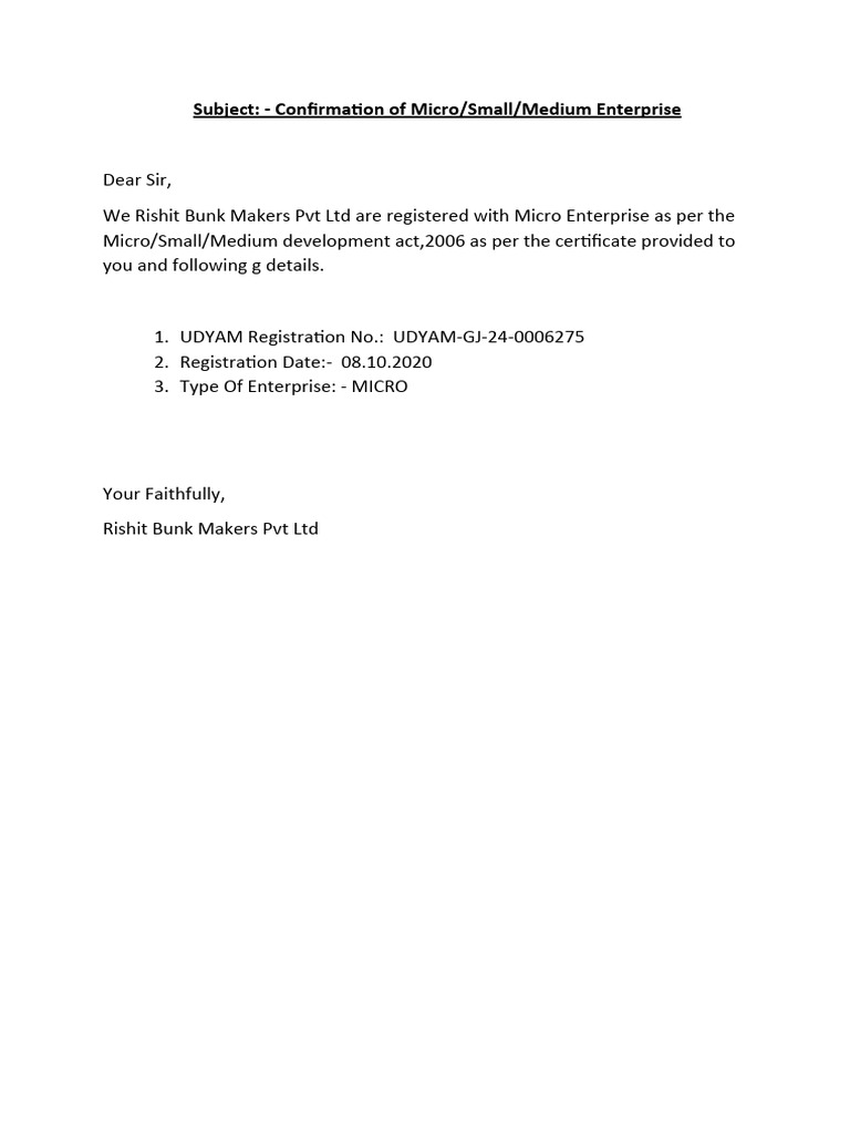 Model Msme Declaration Pdf