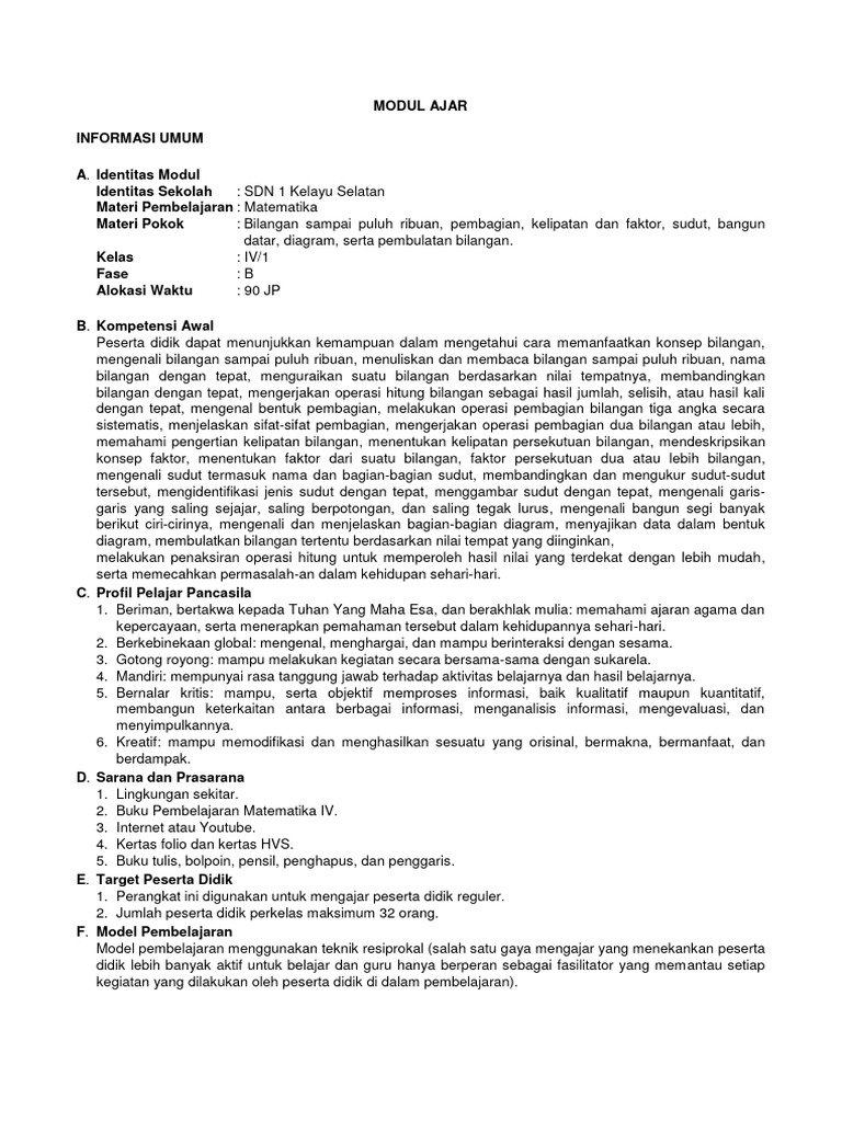 Modifikasi Modul Ajar | PDF