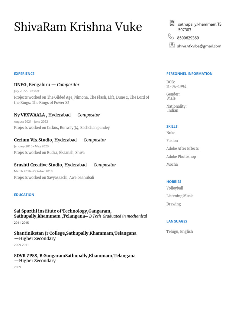 Shiva Vfx Resume | PDF
