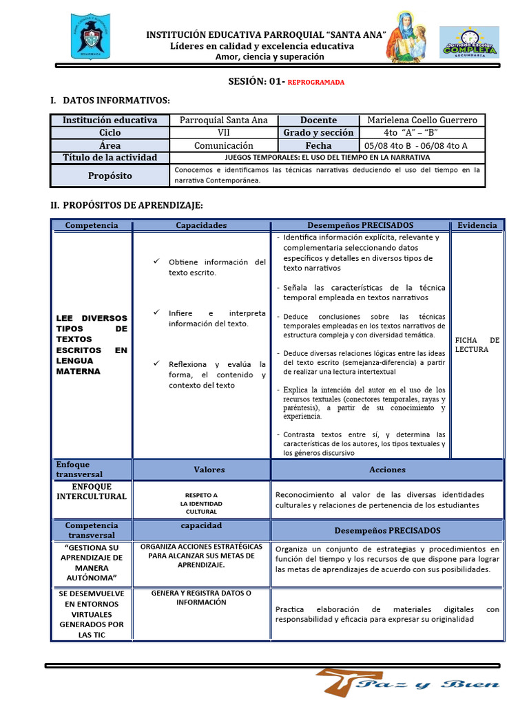 Sesión 01 Tecnicas Narrativas | PDF | Aprendizaje | Maestros