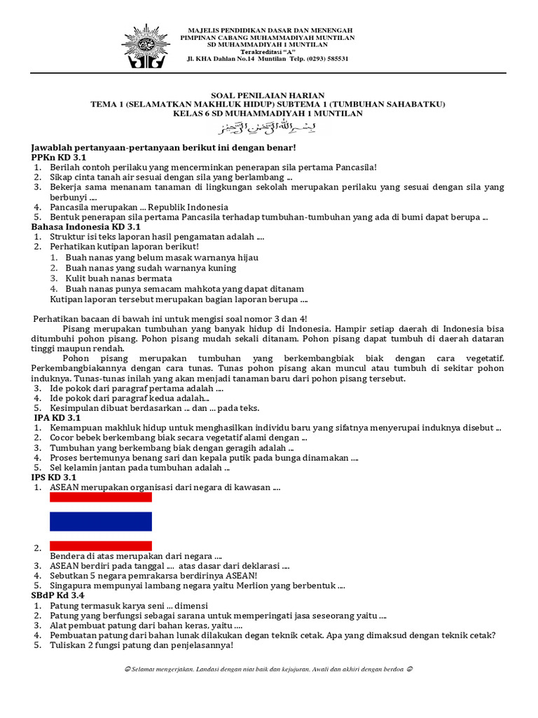 PH TEMA1 ST1 Dan MTK | PDF