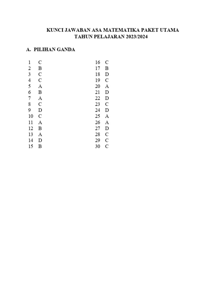 1 Kunci Jawaban Mat Paket 1 | PDF | Metode & Bahan Ajar