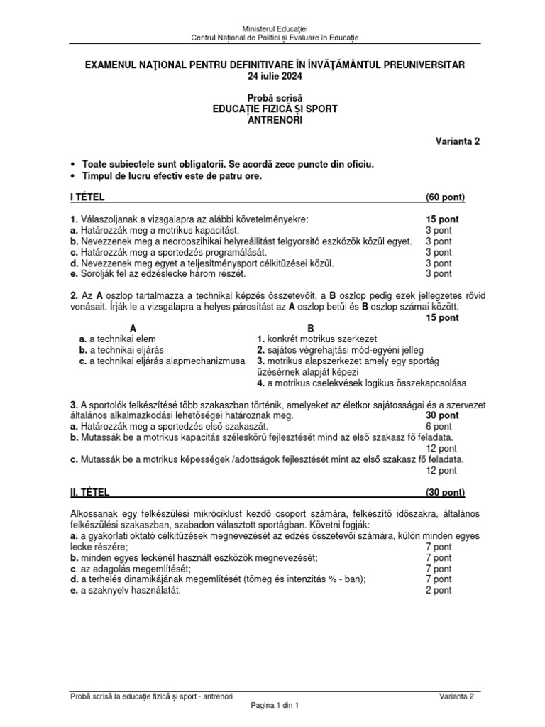 Def 028 Ed Fizica Si Sport A 2024 Var 02 LMA | PDF