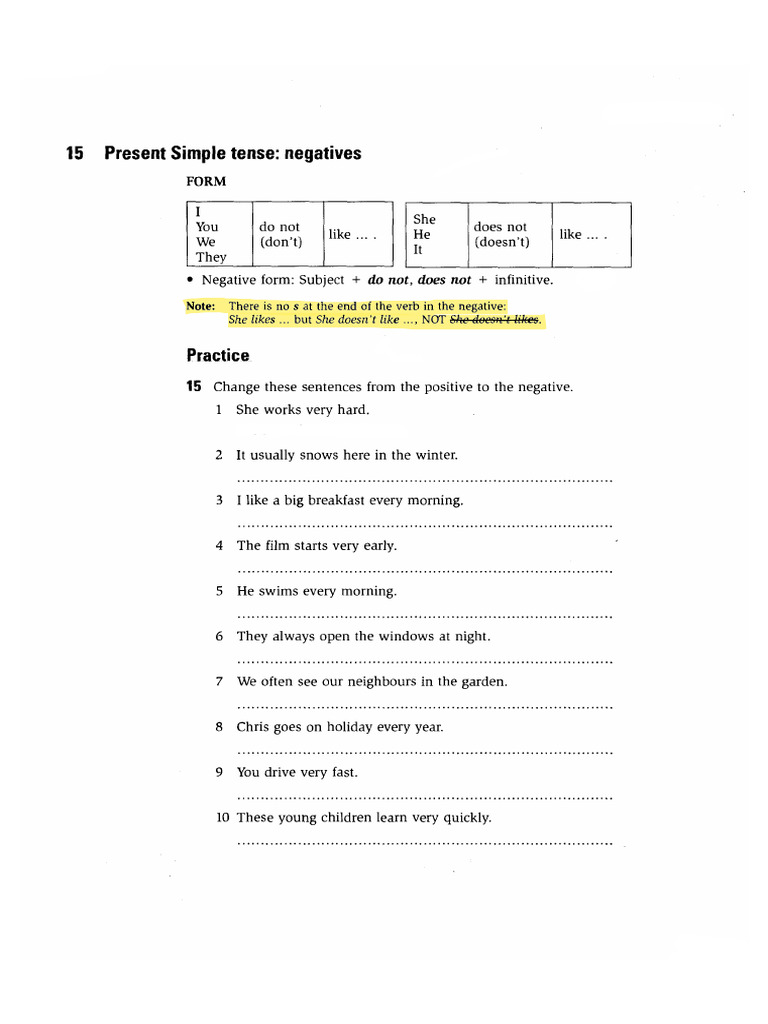 Modul 1 - Day 4 Present Simple - Negative | PDF