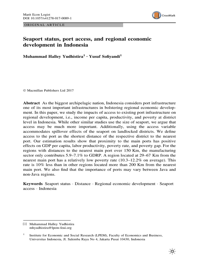 Seaport Access and Economic Growth in Indonesia | PDF | Port | Poverty