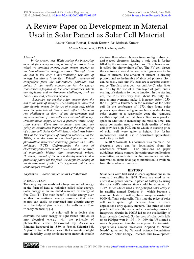 A Review Paper On Development in Material | PDF | Thin Film Solar Cell ...
