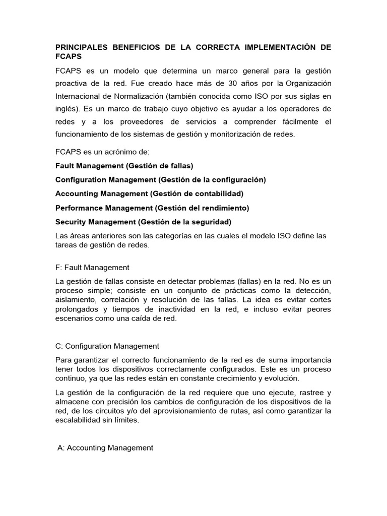 Principales Beneficios de La Correcta Implementación de Fcaps | PDF ...