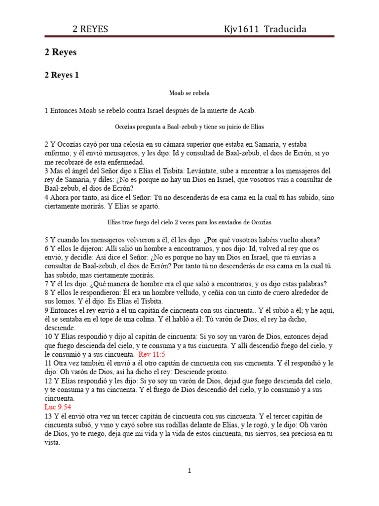 012 2 Reyes - KJV en Español | PDF | Elijah | Libros de reyes