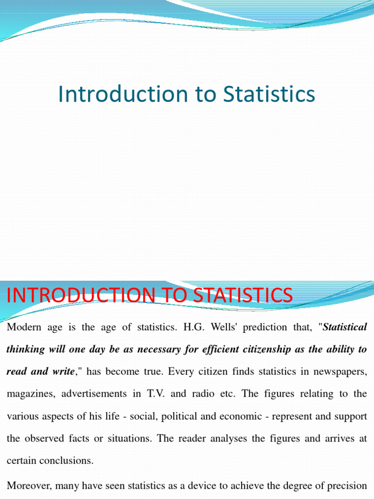 Introductionto Statistics | PDF | Statistics | Data