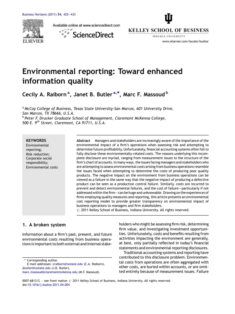 Enhancing Environmental Reporting | PDF | Financial Accounting ...