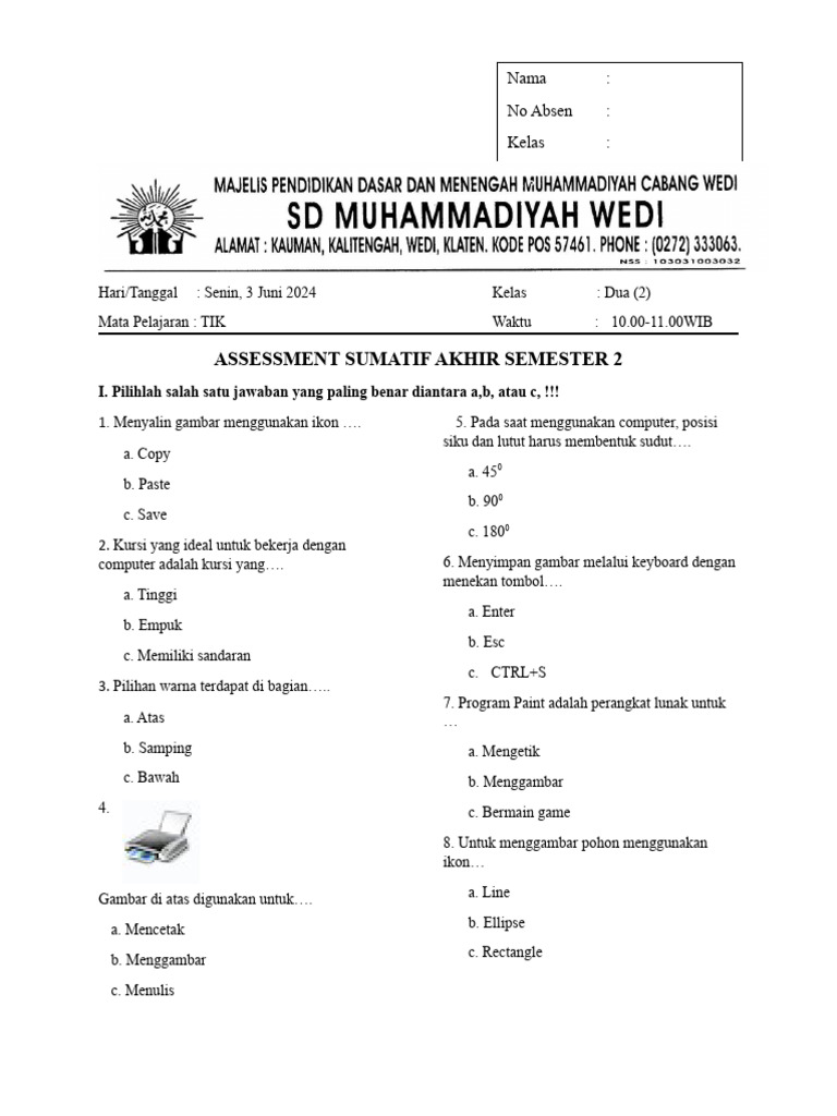 Soal UAS TIK KELAS 2 | PDF