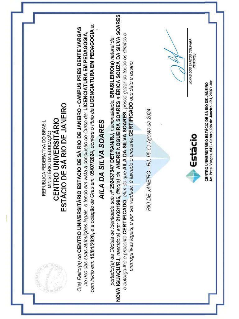 Certificado Estacio Frente | PDF