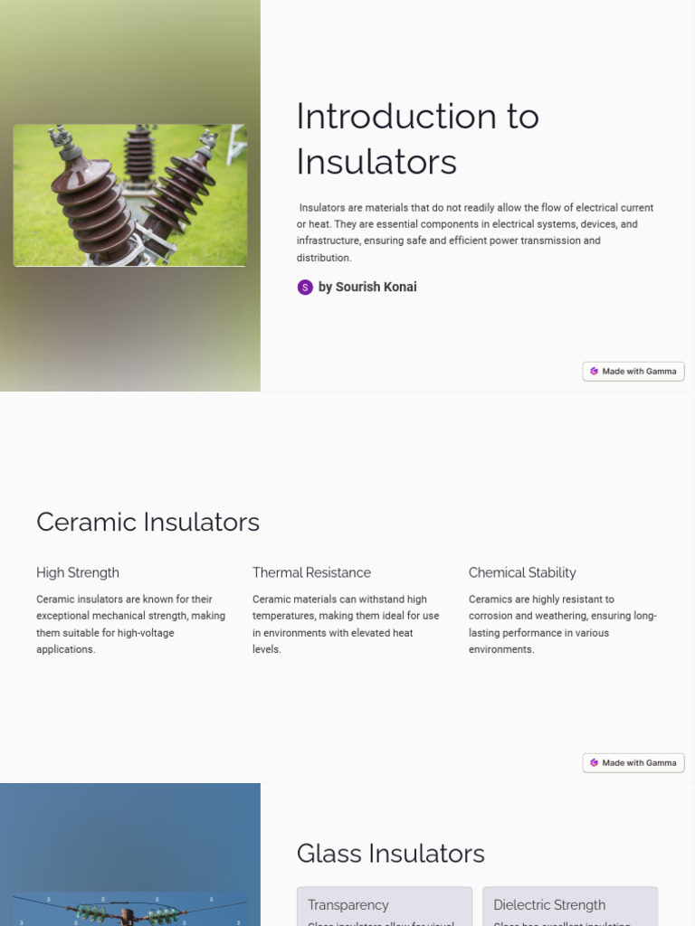 Introduction To Insulators | PDF | Insulator (Electricity) | Glasses