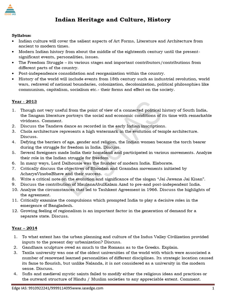 History Mains Pyq | PDF | Mahatma Gandhi | Indian Independence Movement