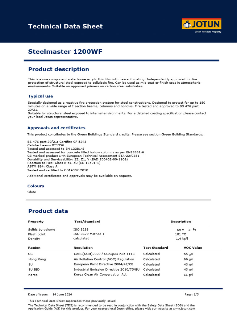 Steelmaster 1200WF Fire Protection Coating | PDF | Green Building ...