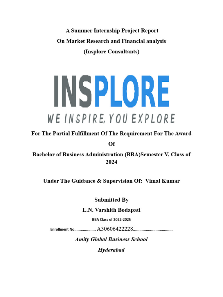 A Summer Internship Project Report | PDF | Consultant | Economies