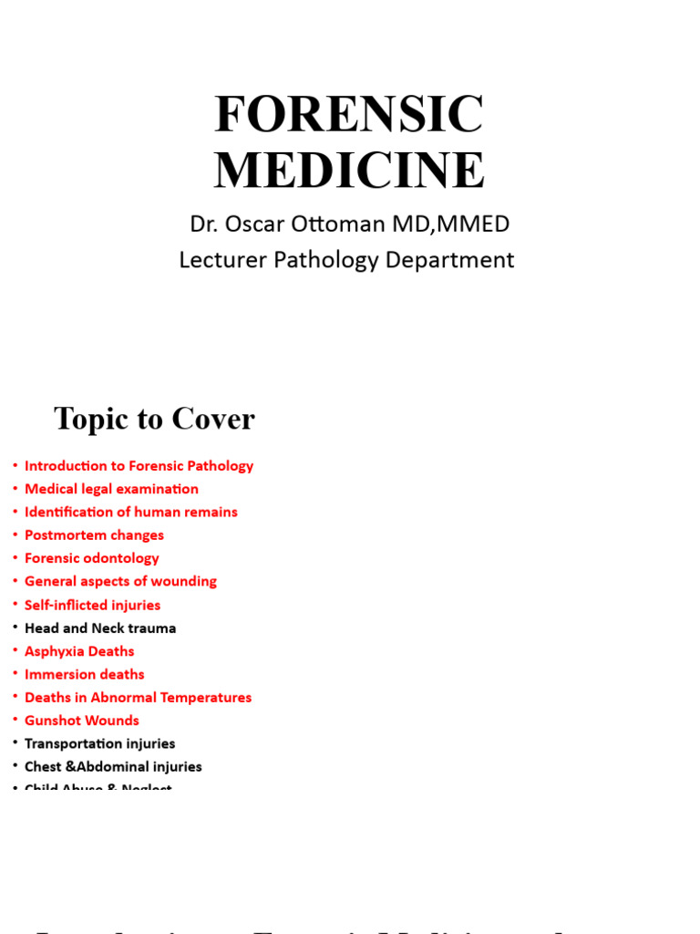 01.introduction To Forensic Medicine | PDF | Autopsy | Medical Imaging