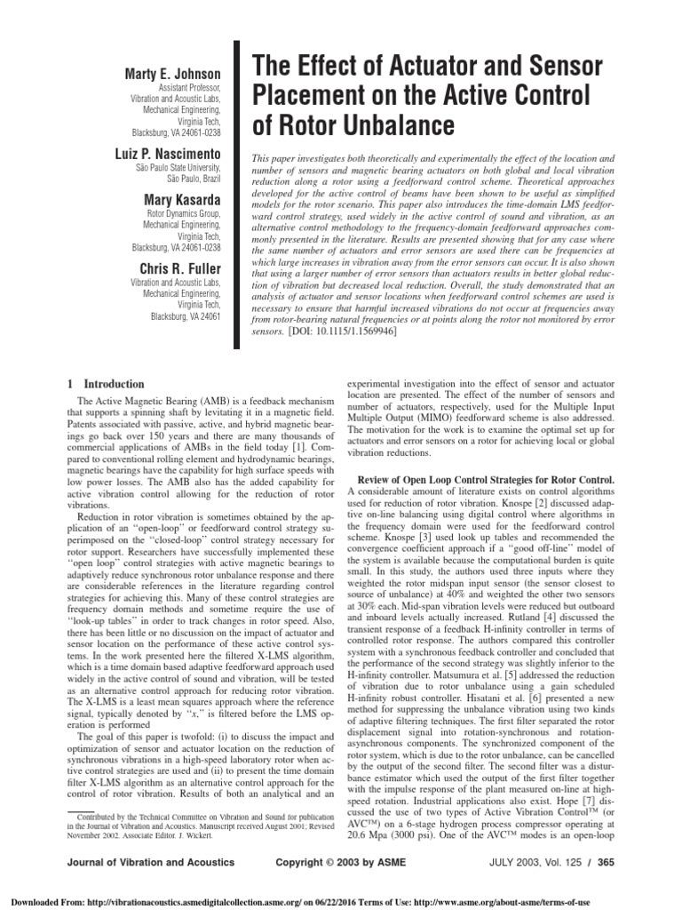 2003 - The Effect of Actuator and Sensor Placement On The Active ...