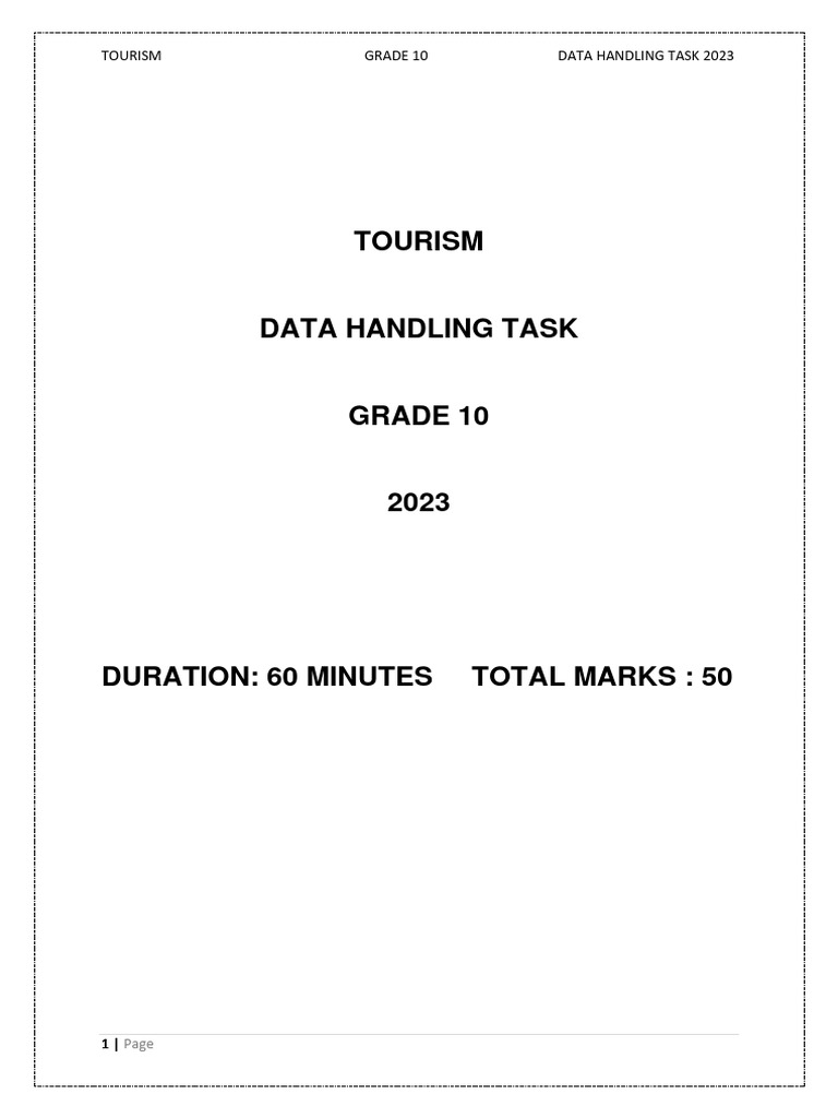 Grade 10 Tourism Data Handling Task 2023 | PDF | Climate Change | Tourism