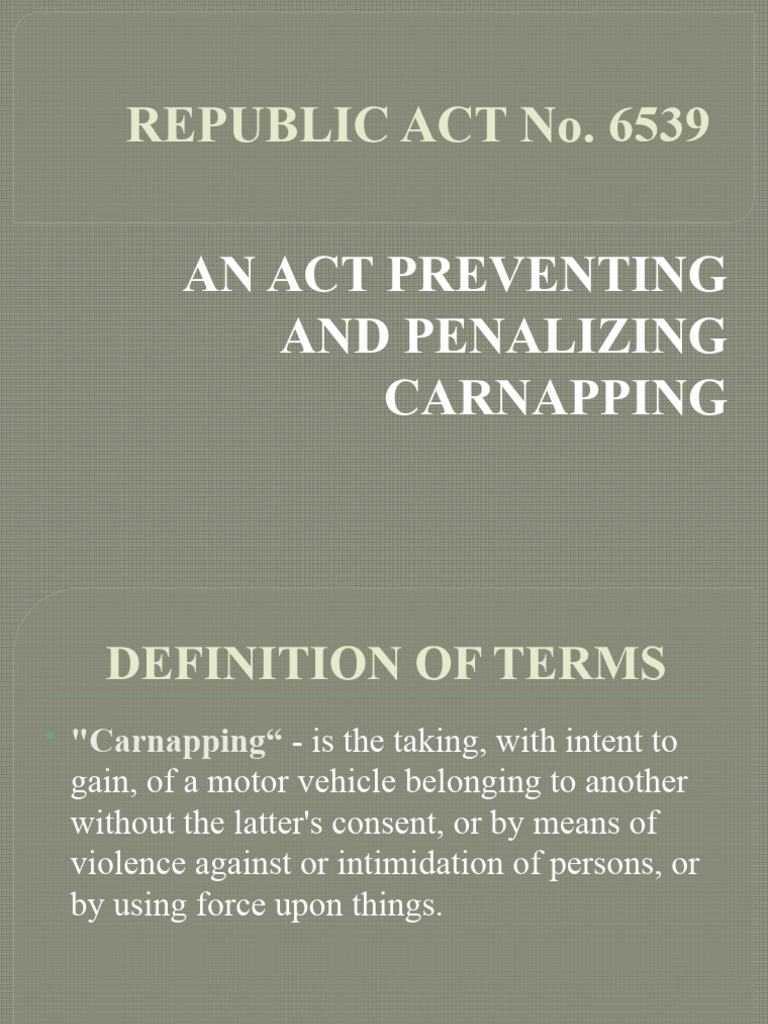 Anti Carnapping Act | PDF | Vehicles | Carjacking