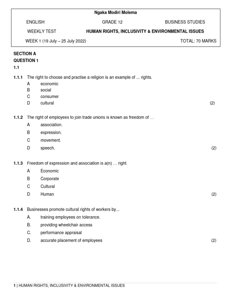 Human Rights and Inclusivity in Business | PDF | Employment | Business