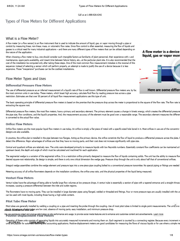 Types and Uses of Flow Meters | PDF | Flow Measurement | Chemical ...