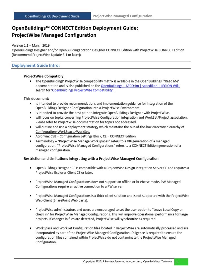 OpenBuildings Deployment Guide For ProjectWise Managed Configurations ...