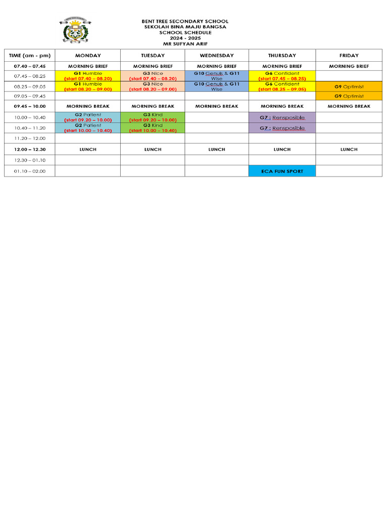 Print Schedule | PDF