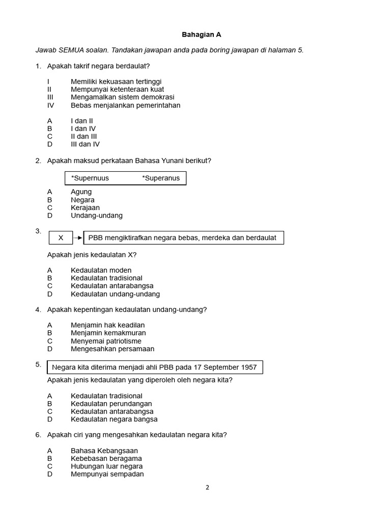 Ujian 1 Sej T5 2024 | PDF