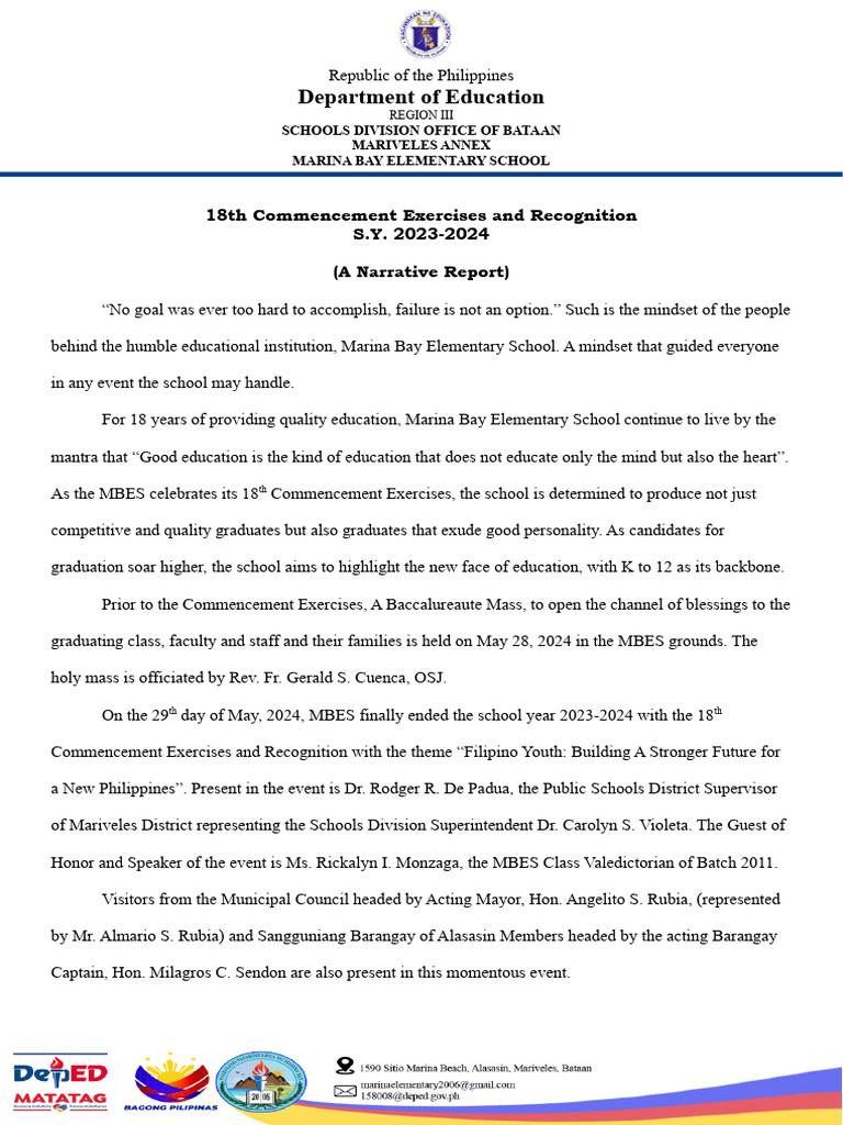 Narrative-Report-Graduation 2024 | PDF