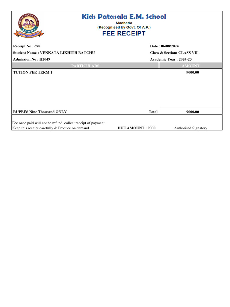 Fees Receipt - 2024-08-06T104107.028 | PDF