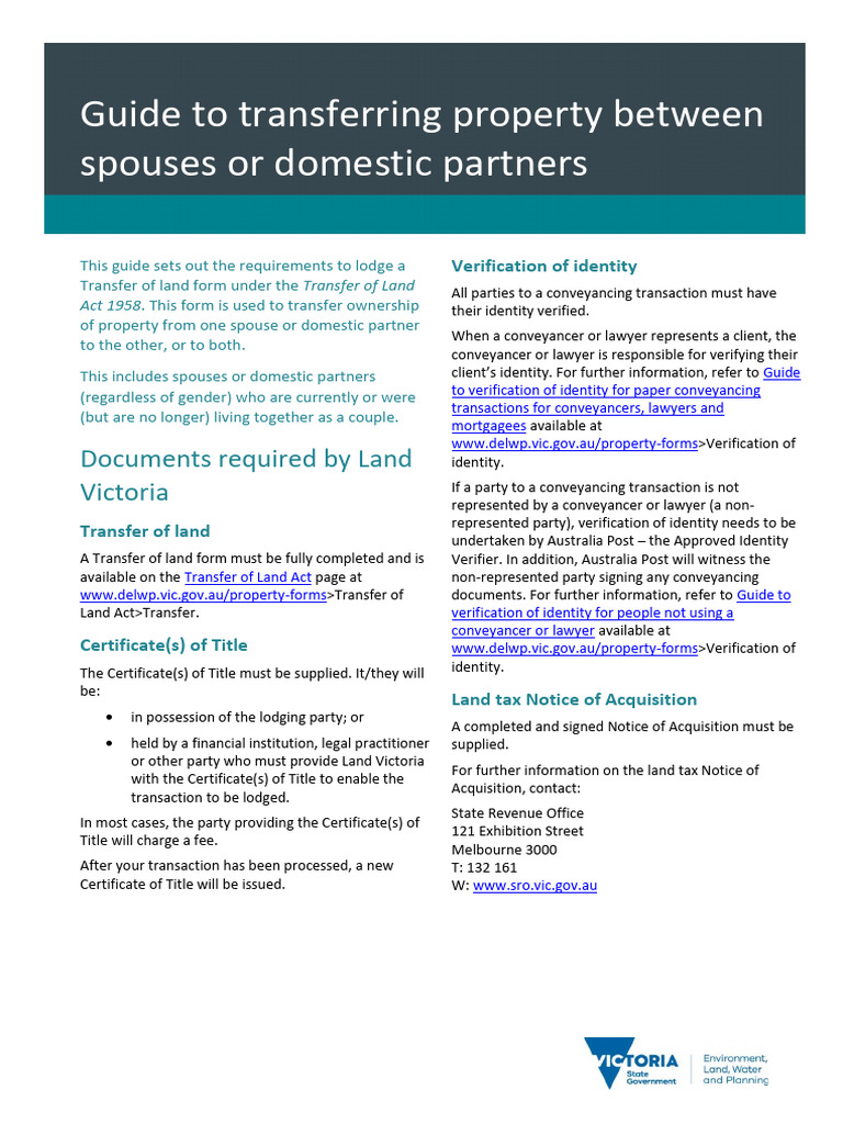 Transferring Property Between Spouses | PDF | Conveyancing | Concurrent ...