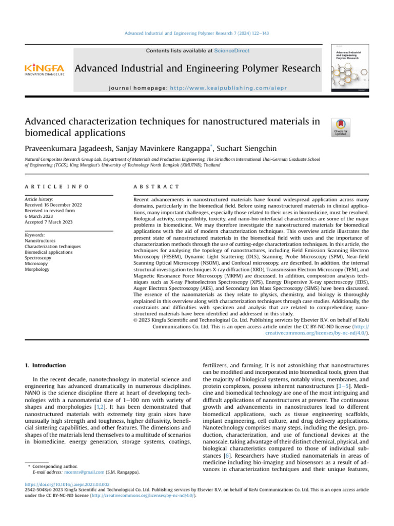 Advanced Characterization Techniques For Nanostructured Materials in ...